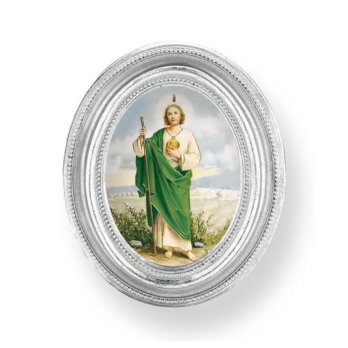 3 1/2" x 4 1/2" Silver Oval Frame with a Saint Jude Print – The Paschal ...