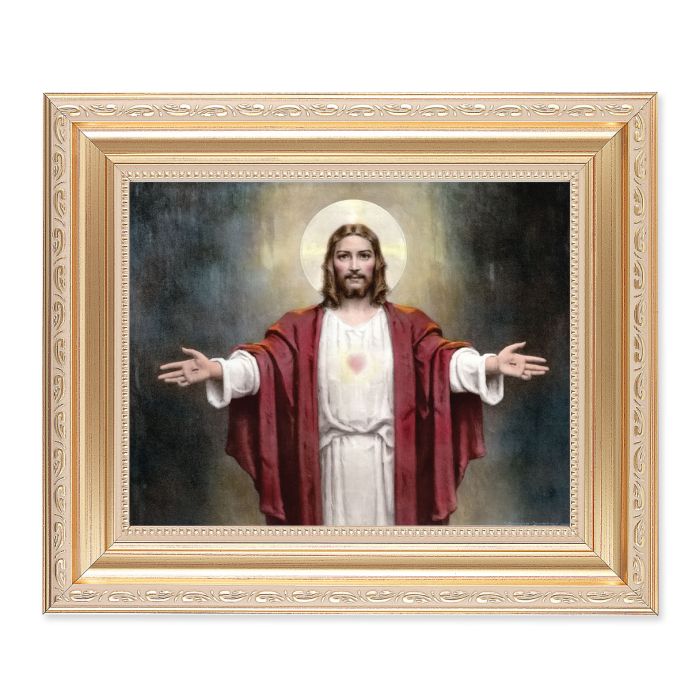 10 1/4" x 12 1/4" Satin Gold Frame with Welcoming Jesus Print – The ...