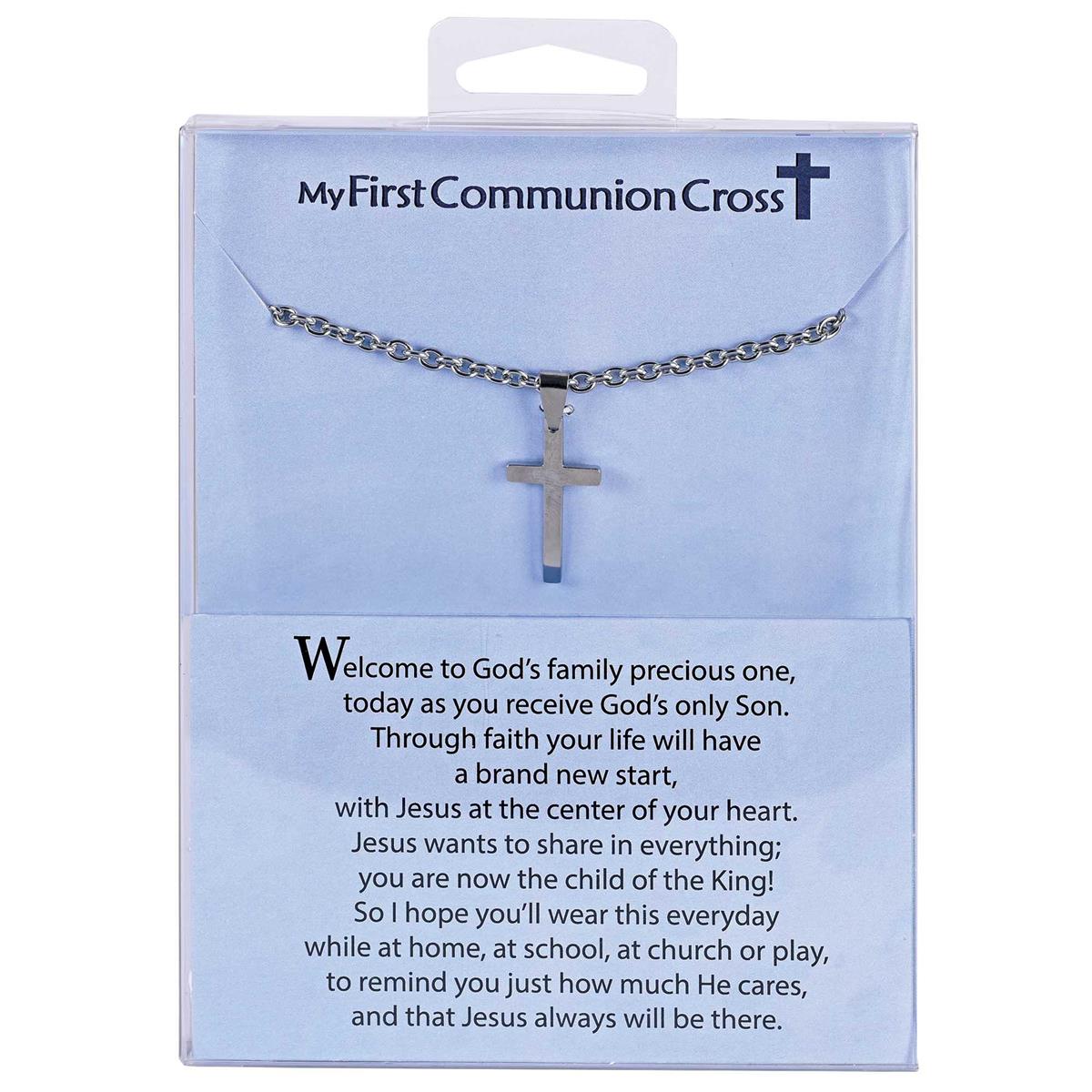 First Communion Thin Box Cross Necklace – The Paschal Lamb