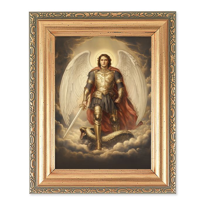 Archangel Michael Print in Gold Frame – The Paschal Lamb