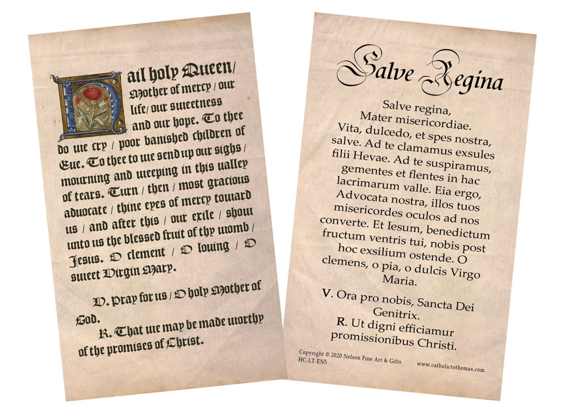 Hail Holy Queen Holy Card, Laminated, Latin-English – The Paschal Lamb