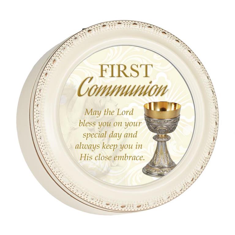 First Communion Round Keepsake Box – The Paschal Lamb