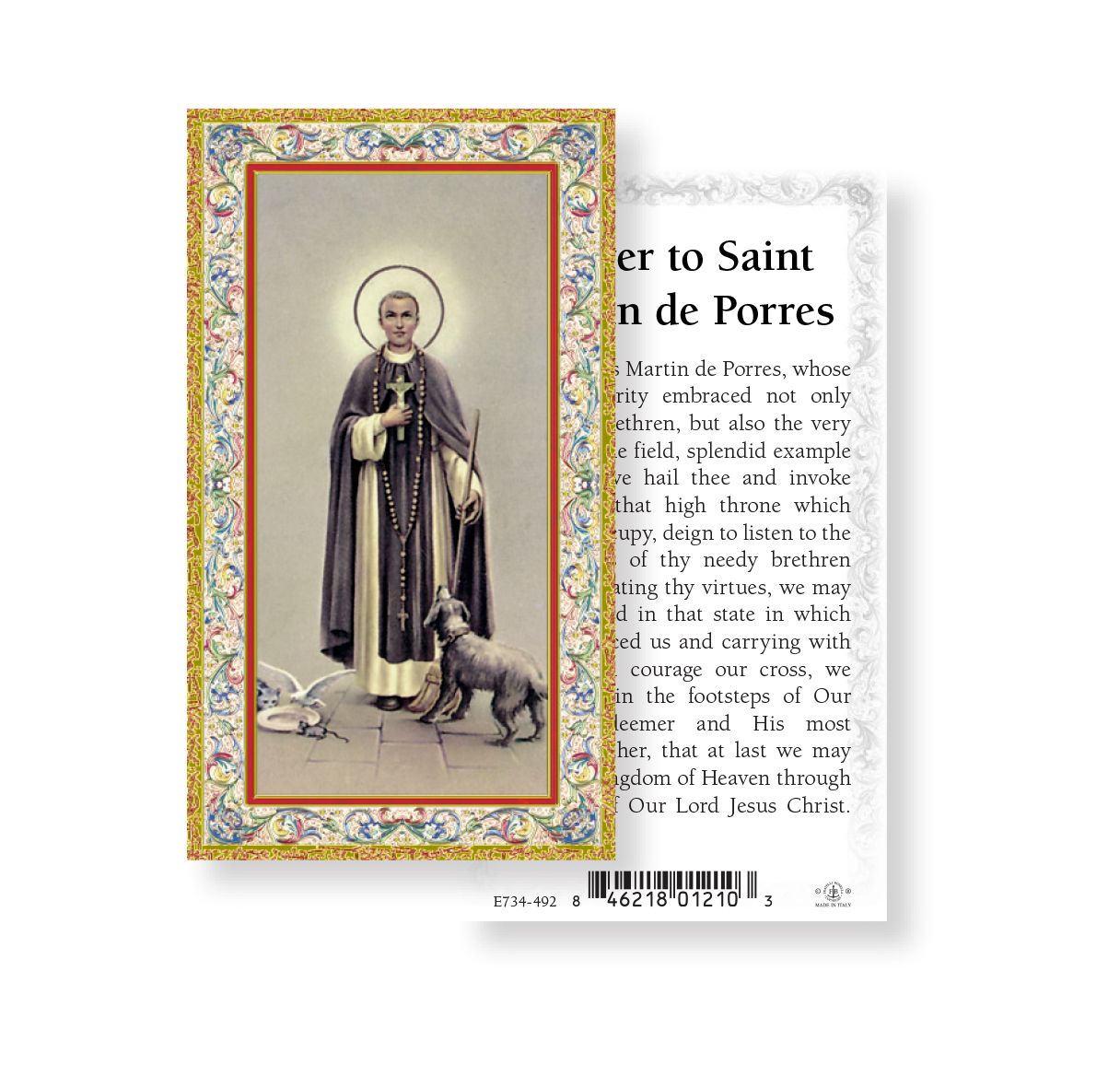 Prayer to Saint Martin de Porres Holy Card Paper – The Paschal Lamb